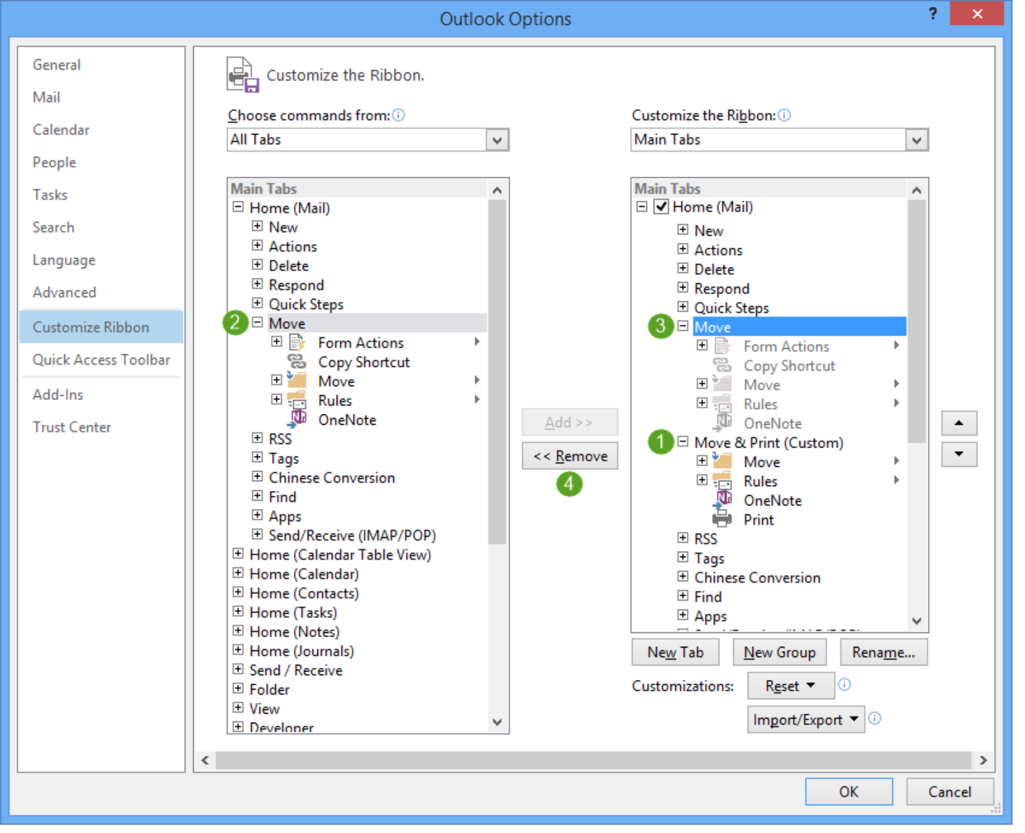 Customize The Ribbon Bar In Microsoft Outlook 2016 
